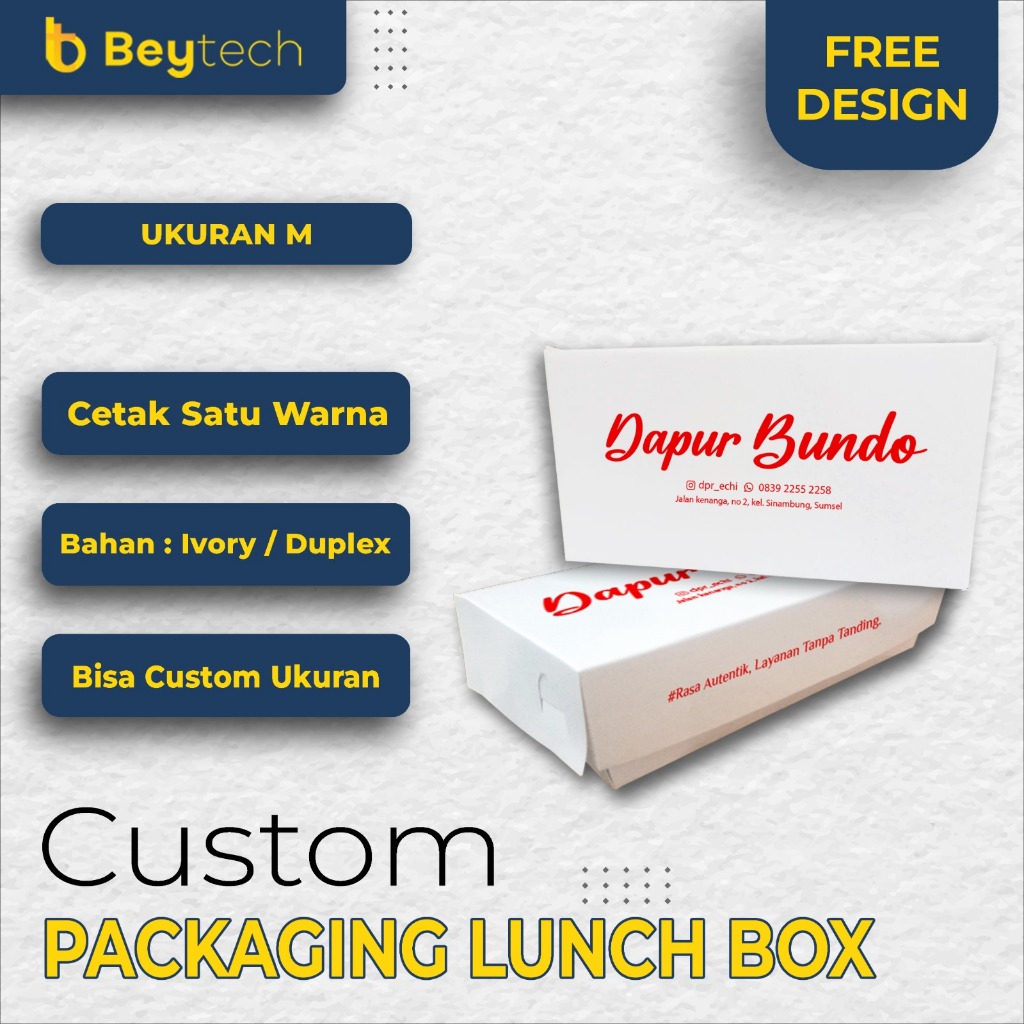 Jual Paper Lunch Box Size M Foodgrade Custom Print Cetak 1 Warna ...