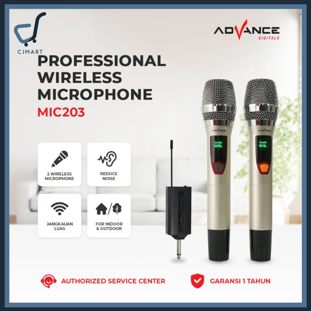 Jual Microphone Advance Mic-203 Profesional 2 Mic Wireless Karoke ...