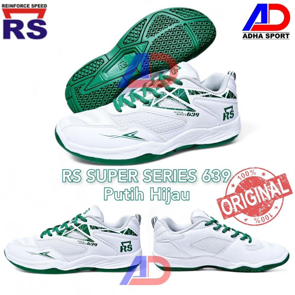 Jual Sepatu Badminton RS Super Series 639 / SS639 Putih Hijau Original ...