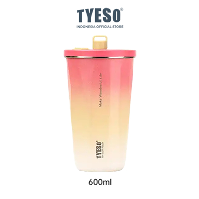 Jual Tyeso Tumbler Gelas Kopi Gradasi Portable 600ml Stainless Steel Free Sedotan TS-8848 ...