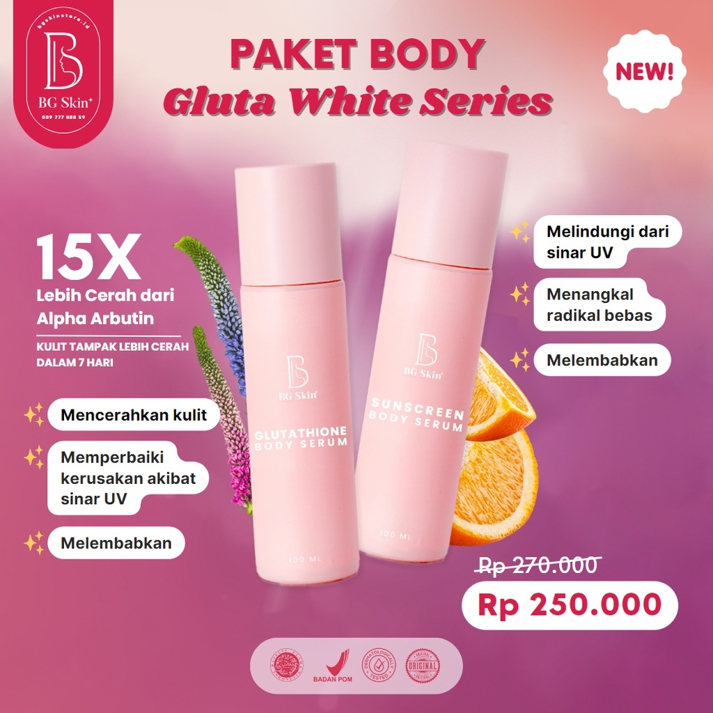 Jual BG skin Paket Glutathione Body Serum/BG Skin Glutha White Series ...