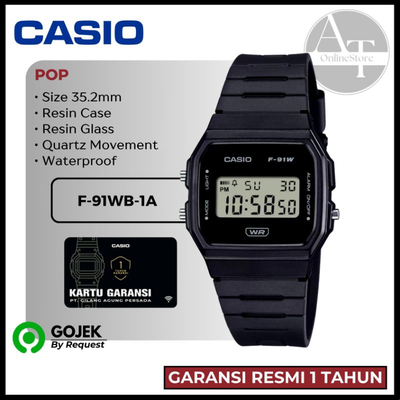Jual Jam Tangan Unisex Casio Pop F-91WB-1A F91WB ORIGINAL Garansi Resmi | Shopee Indonesia