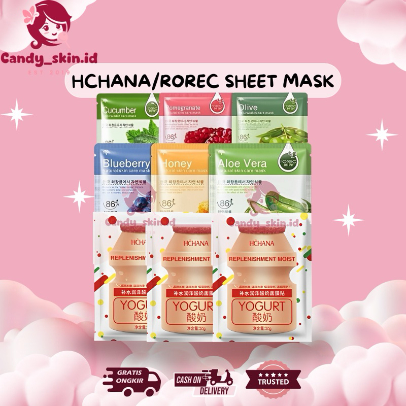 Jual Hchana / Rorec Sheet Mask | Rorec / Hchana Natural Skin Care Mask ...