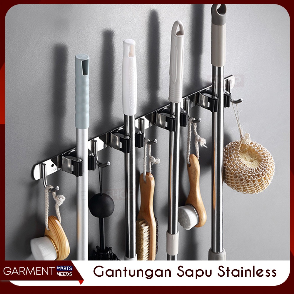 Jual Gantungan Sapu Pengki Pel Tempel Dinding Praktis Rak Hook Slot ...