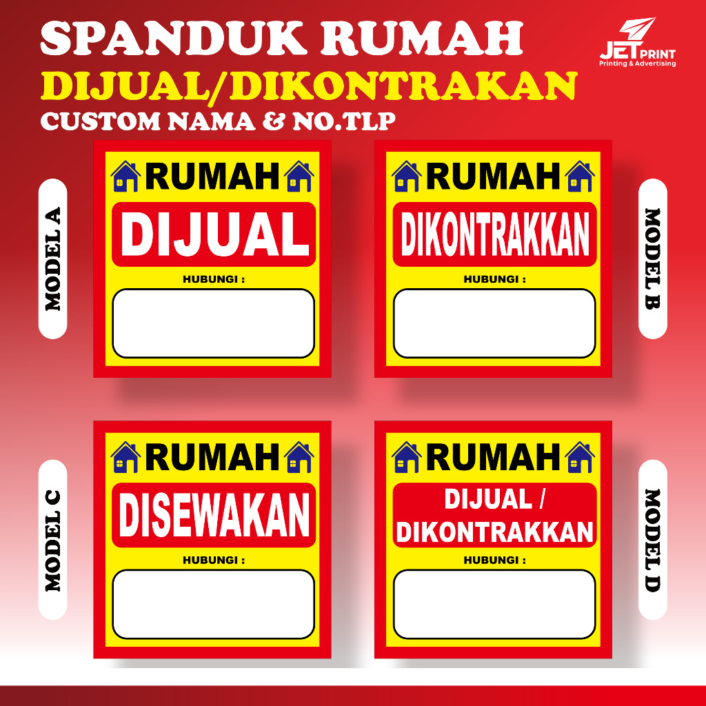 Jual [ TERMURAH ] Spanduk Banner rumah kantor ruko dijual / dikontrakan ...