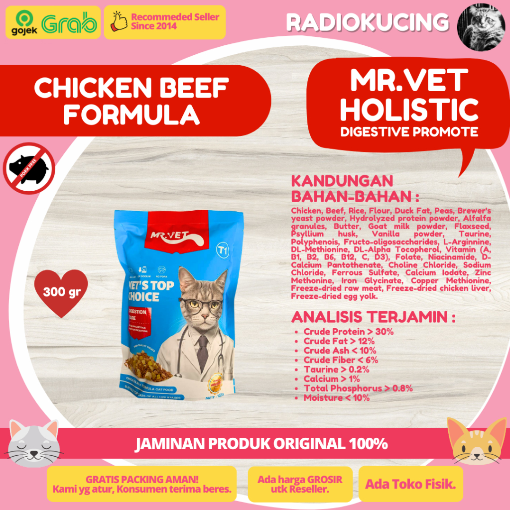 Jual Dry Food MR.VET DIGESTION CARE 300g Makanan Kucing Mr. Vet Promote ...
