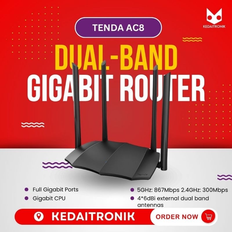Jual TENDA AC8 DUALBAND ROUTER REPEATER AC1200 GIGABIT PORT | Shopee ...