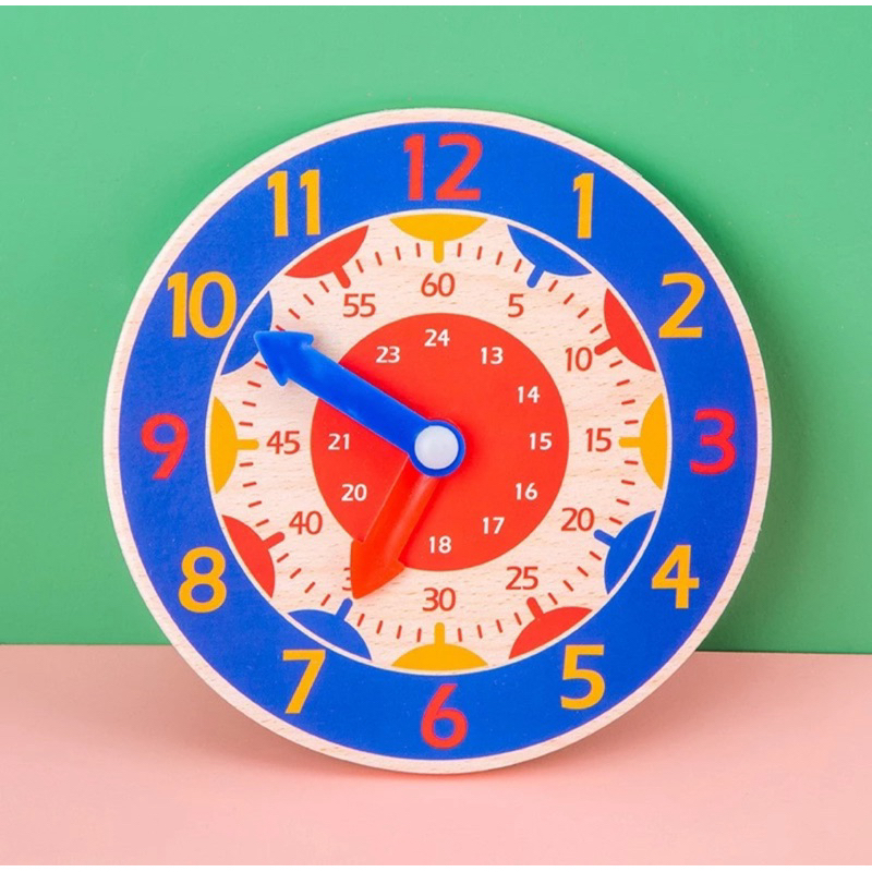 Jual Mainan Jam Kayu Edukasi Mengenal Waktu | Shopee Indonesia
