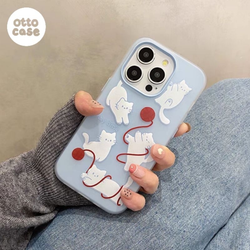 Jual simple iphone case 16 15 promax 14 13 promax pro with blue cat ...