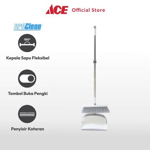 Jual Deal Now Ace Proclean Sapu Pengki Lipat Putih Floor Cleaner Set ...