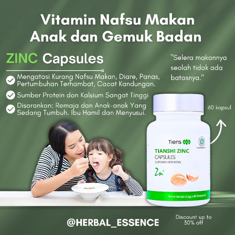 Jual Tianshi Zinc Capsules Original - Vitamin Penambah Nafsu Makan ...