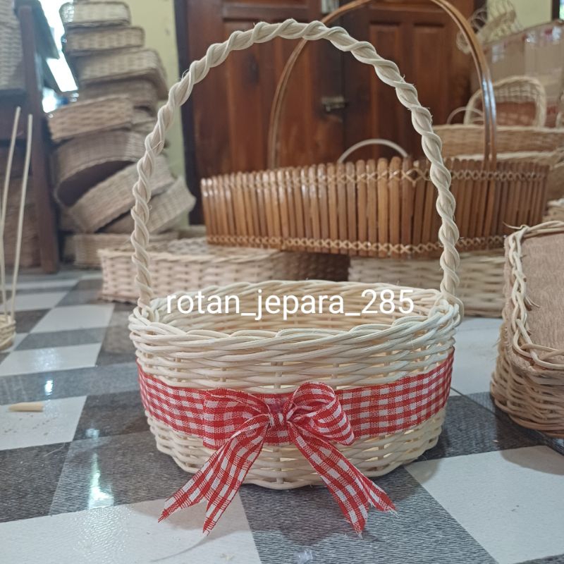 Jual keranjang hampers full rotan halus diameter 17cm tinggi 7cm ...