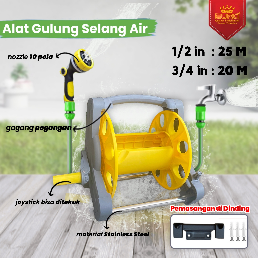 Jual Alat Penggulung Gulungan Selang Air KUNING unruk Taman Portable ...