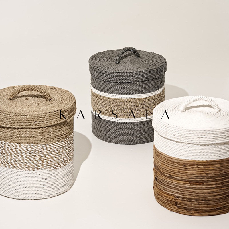Jual KARSALA Zelina Laundry Basket Big Size | Keranjang Tutup Anyaman ...