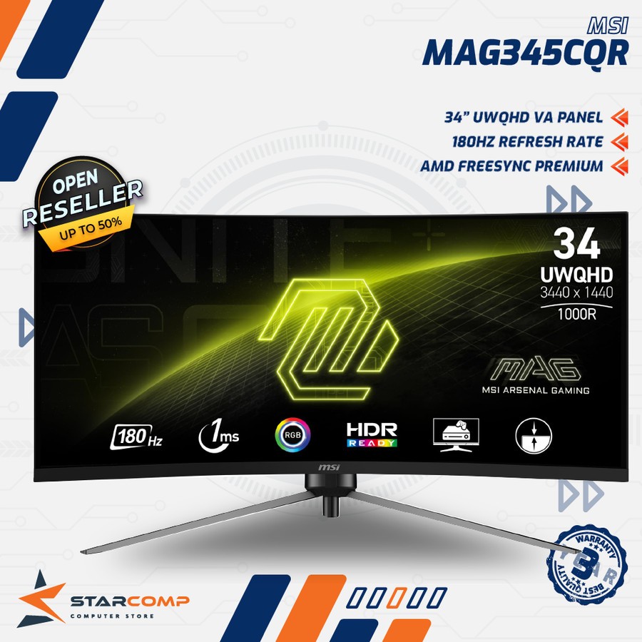 Jual MSI MAG345CQR Monitor LED Ultrawide 34" 1440p 180Hz Curved 1000R Ergo | Shopee Indonesia