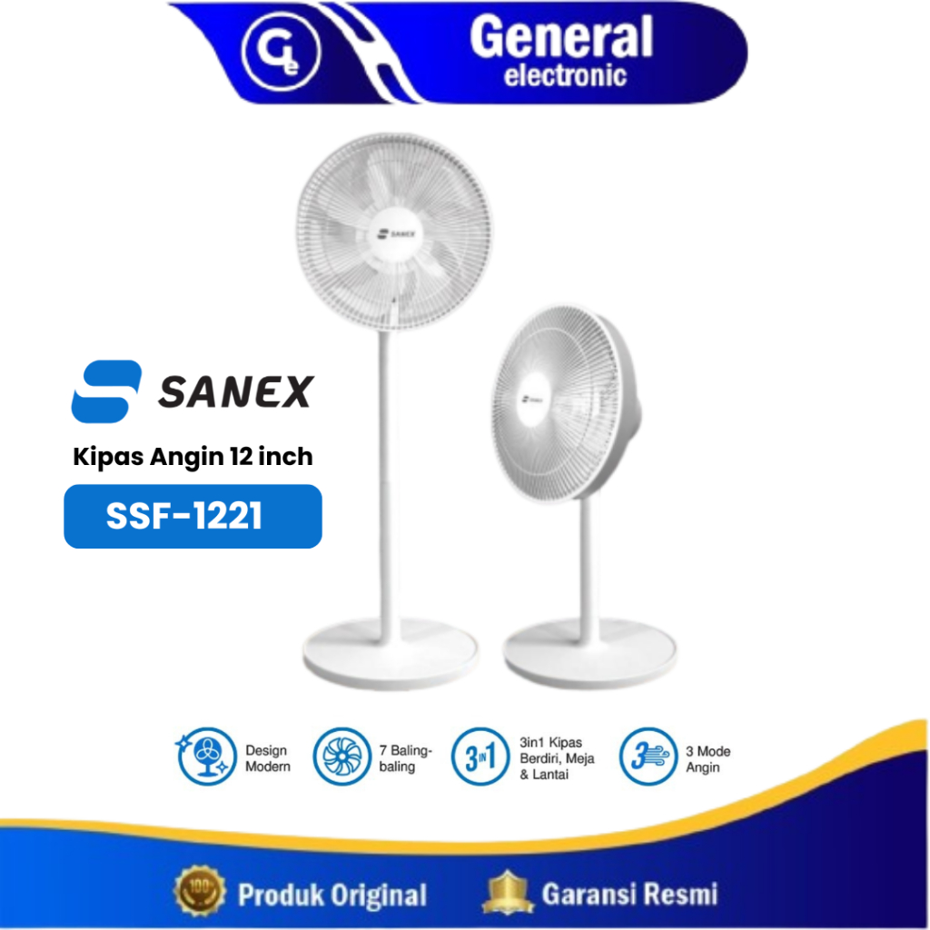 Jual Kipas Angin Berdiri & Meja SANEX SSF-1221 - 12 Inch - 7 Baling ...
