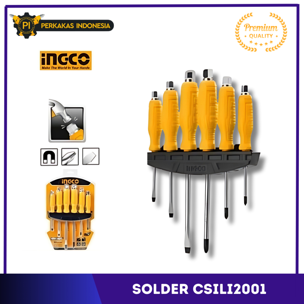 Jual Obeng Ketok Tembus SET 6pcs INGCO HSGTDC180601 ORIGINAL Impact Driver Extractor Tools ...