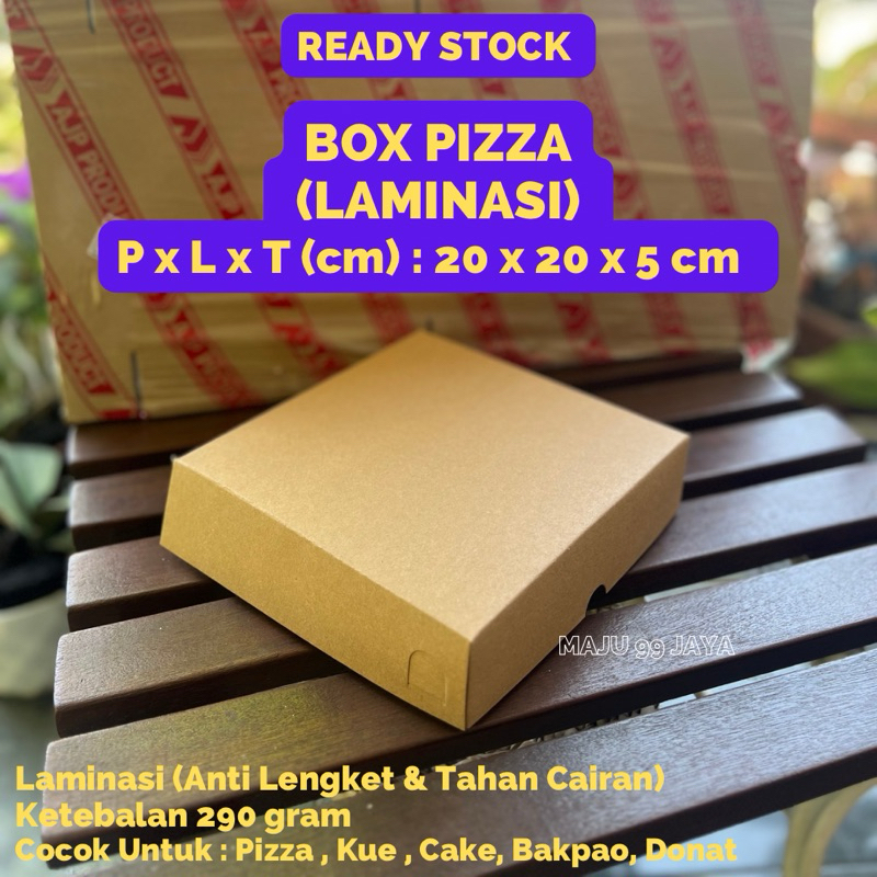 Jual Box Pizza Laminasi Kraft Cokelat Ukuran 20x20x5 cm Ketebalan ...