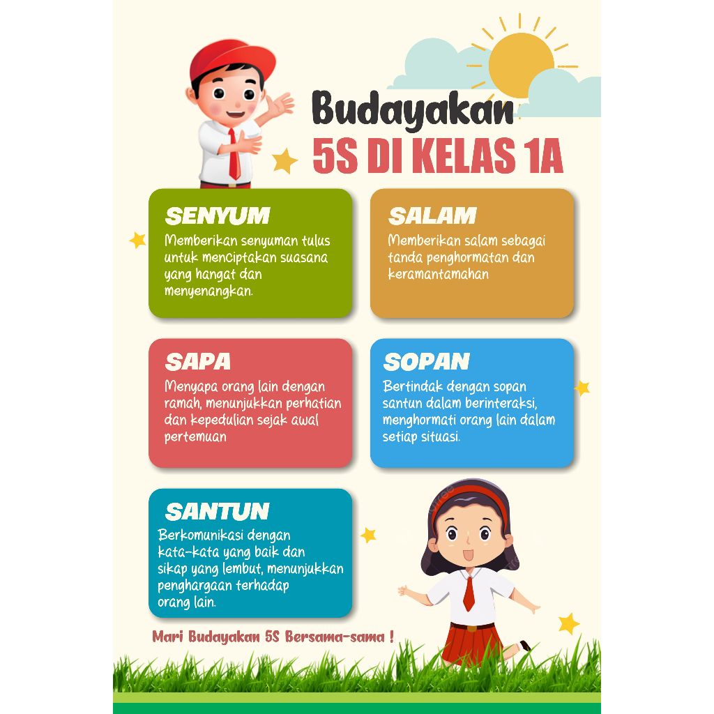 Jual Poster Budayakan 5S di Kelas Sekolah Ukuran A3+ | Shopee Indonesia
