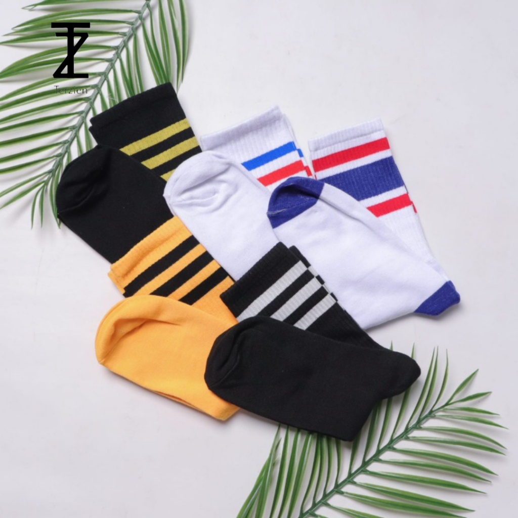 Jual Terzien - Kaos Kaki Panjang Motif Strips Pria Wanita 1 Box Isi 5 - C01 | Shopee Indonesia