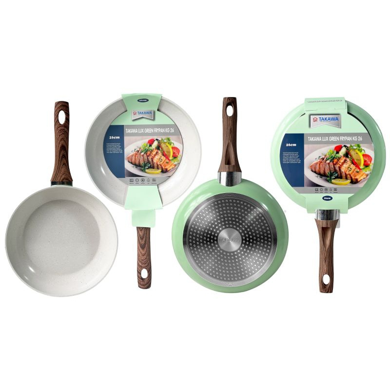 Jual TAKAWA Lux Green Frypan Induksi KG Anti Lengket 18 22 CM Gagang ...