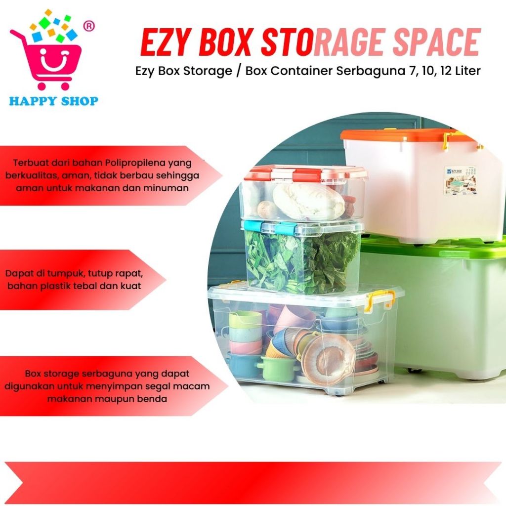 Jual Ezy Box Storage / Box Container Serbaguna 7, 10, 12 Liter | Shopee ...