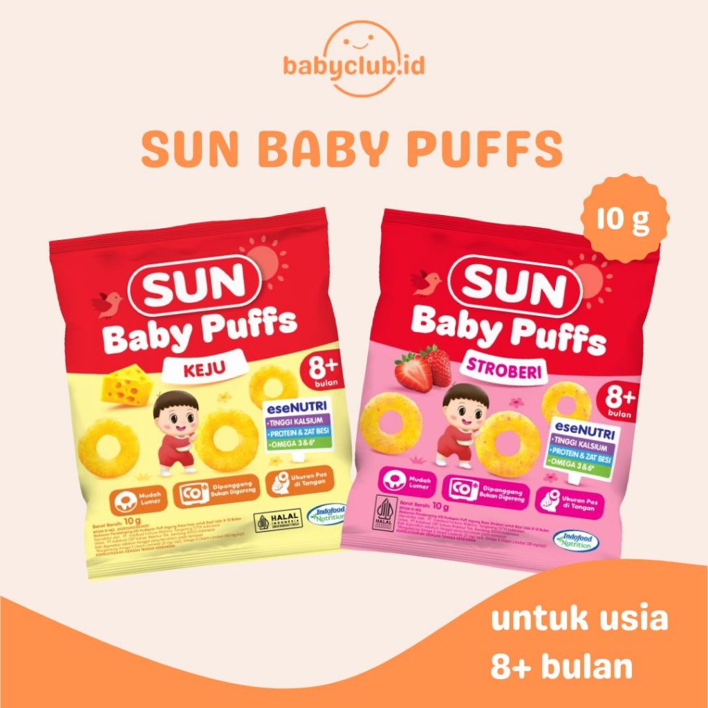 Jual SUN Baby Puffs Sachet 10 gram Keju Cheese Stroberi Strawberry ...