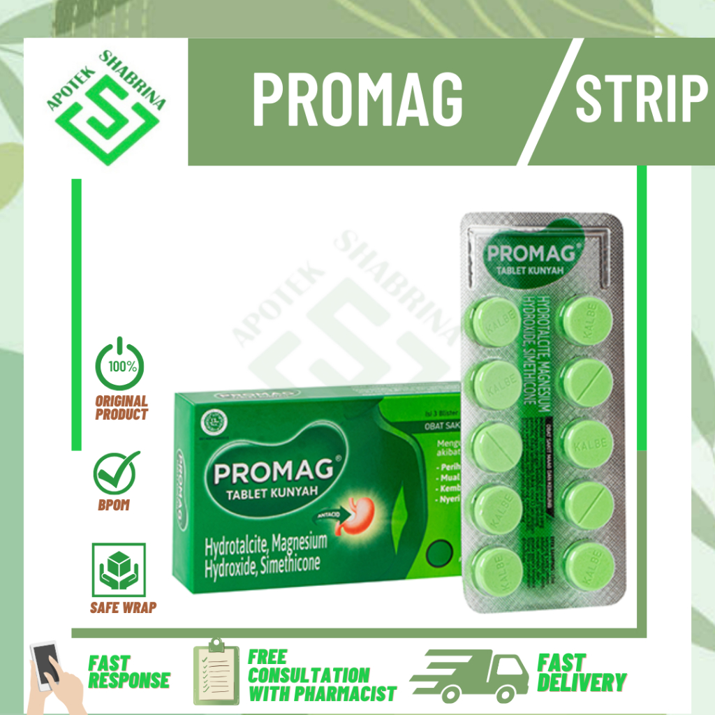 Jual Promag Tablet 1 Blister Isi 10 Tablet Obat Sakit Maag Dan Kembung ...