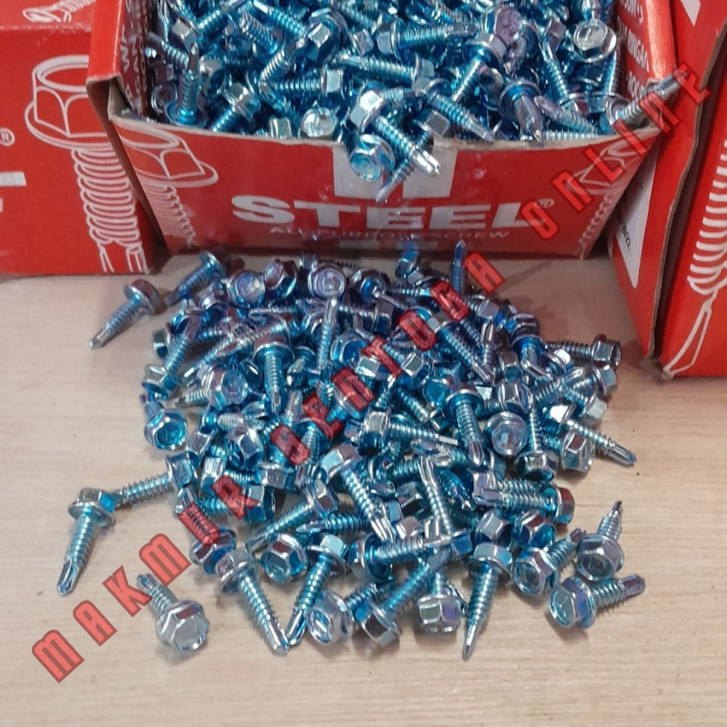 Jual Sekrup / Skrup Baja Ringan Putih 10 x 19 Baut Roofing Baut Canal C ...