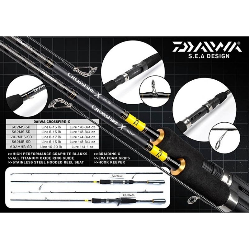 Jual Joran Daiwa Crossfire-X / Crossfire X Spinning 165, 180, 198, & 210 (Braid X Graphite ...