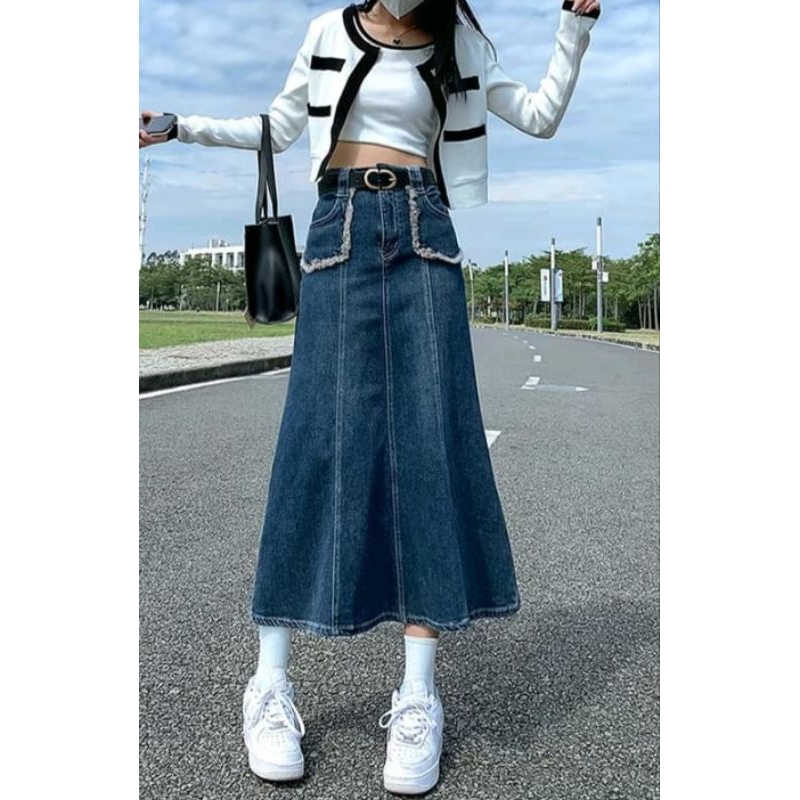 Jual VERLIN ROK JEANS RAWIS | Shopee Indonesia