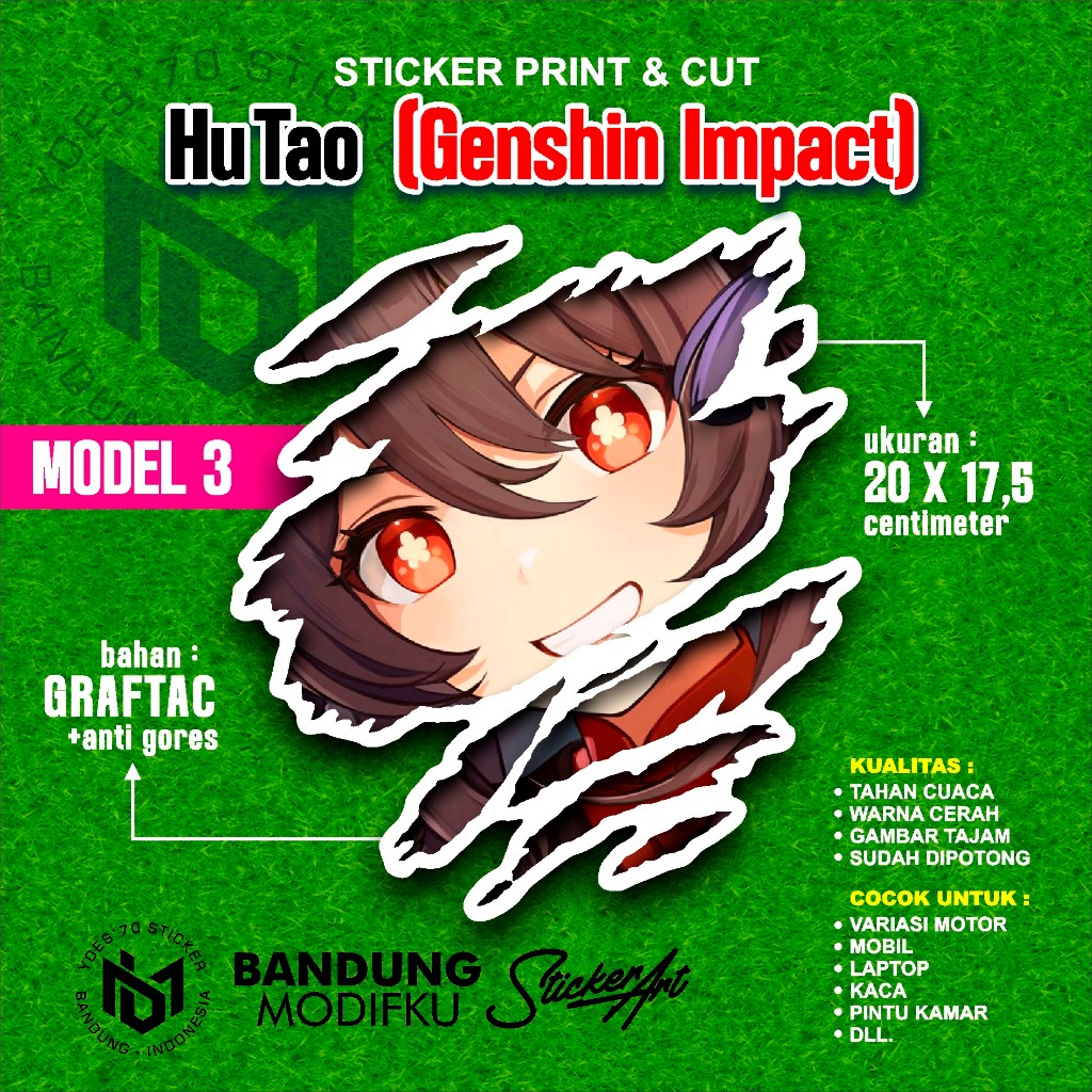 Jual Stiker Tokoh Anime Viral / HUTAO Model 3 / Stiker Manga / Sticker ...