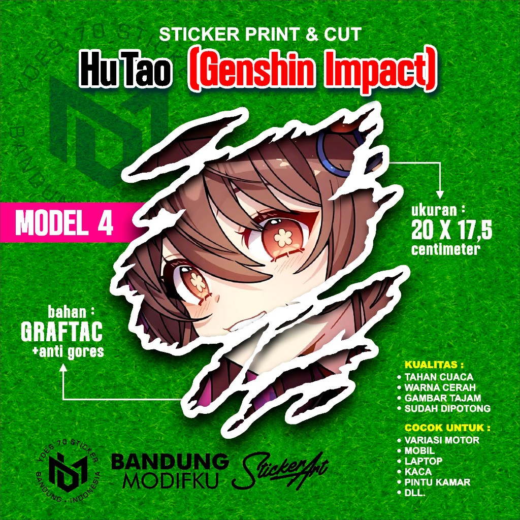 Jual Stiker Tokoh Anime Viral / HUTAO Model 4 / Stiker Manga / Sticker ...