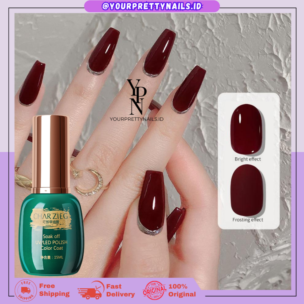 Jual CHARZIEG 15ML Red Maroon Kecoklatan Colors Nail Gel Polish / Kutek ...