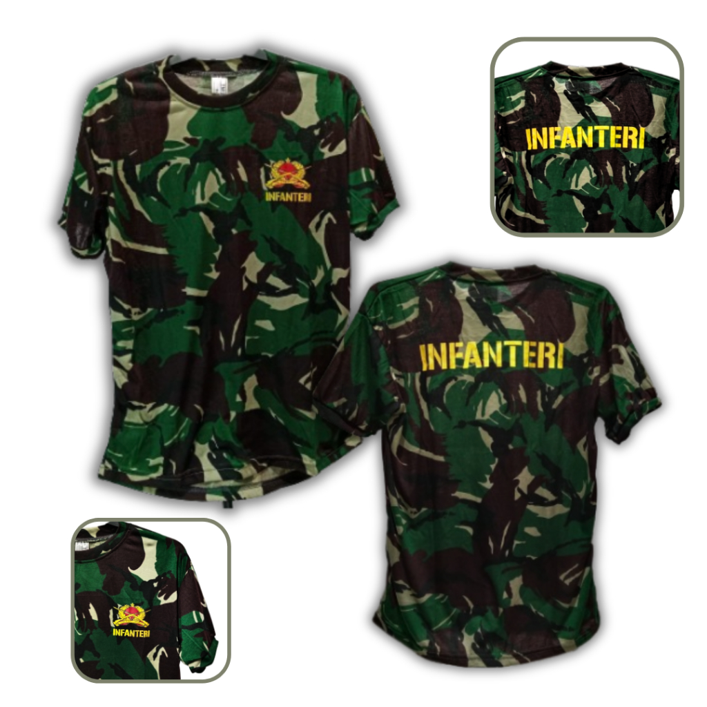 Jual Kaos Loreng Malvinas TNI Logo INFANTERI Lengan Pendek Dalaman Loreng | Shopee Indonesia