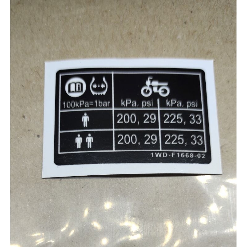 Jual STIKER LABEL TEKANAN BAN MOTOR YAMAHA YZF R25 MT25 AEROX MIO GEAR ...