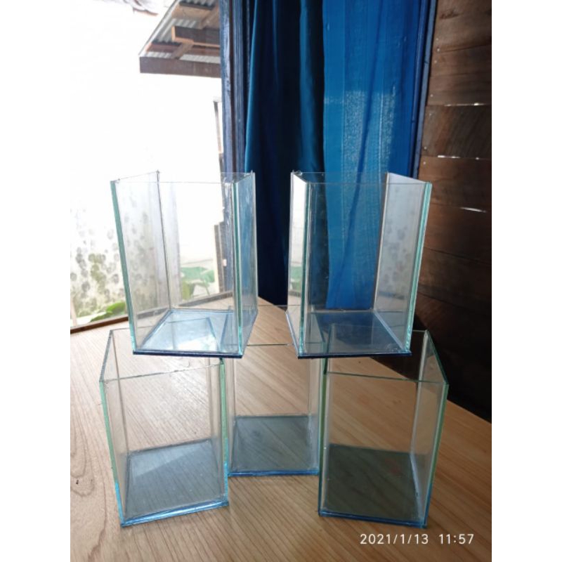 Jual Aquarium cupang Mini / Soliter cupang ukuran 10x10x15cm | Shopee ...