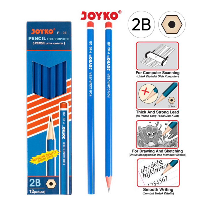Jual Pensil Joyko 2B P93 / Pensil 2B Joyko ( 1 pak isi 12pcs) | Shopee Indonesia