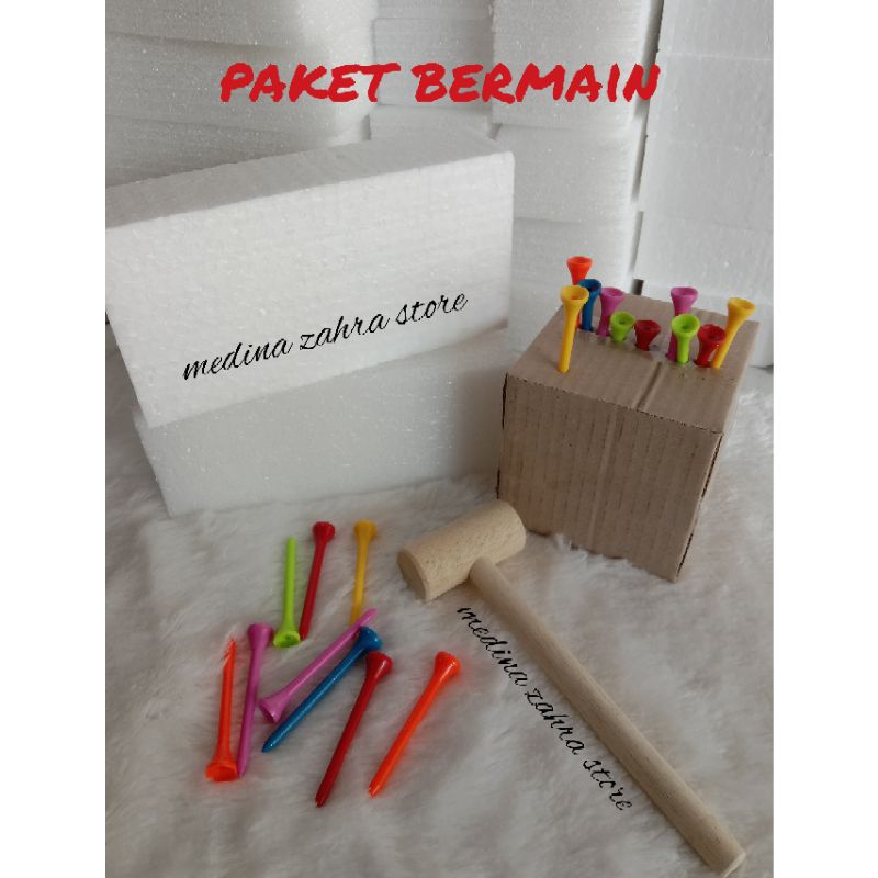 Jual Paket Bermain Mainan Montessori Mainan Edukasi Anak Palu Set Paku ...