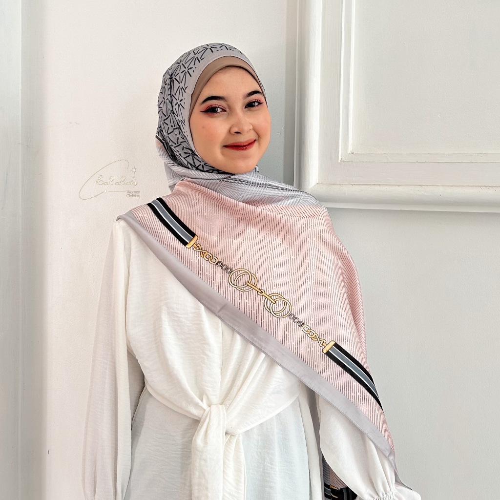 Jual EL Lucky - Mahira Pashmina Motif Bahan Silk (Kerudung Pashmina ...