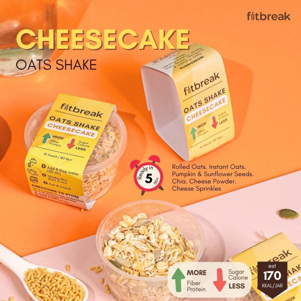 Jual Cheesecake Oats Shake Fitbreak Overnight Oats/ Snack Sehat ...