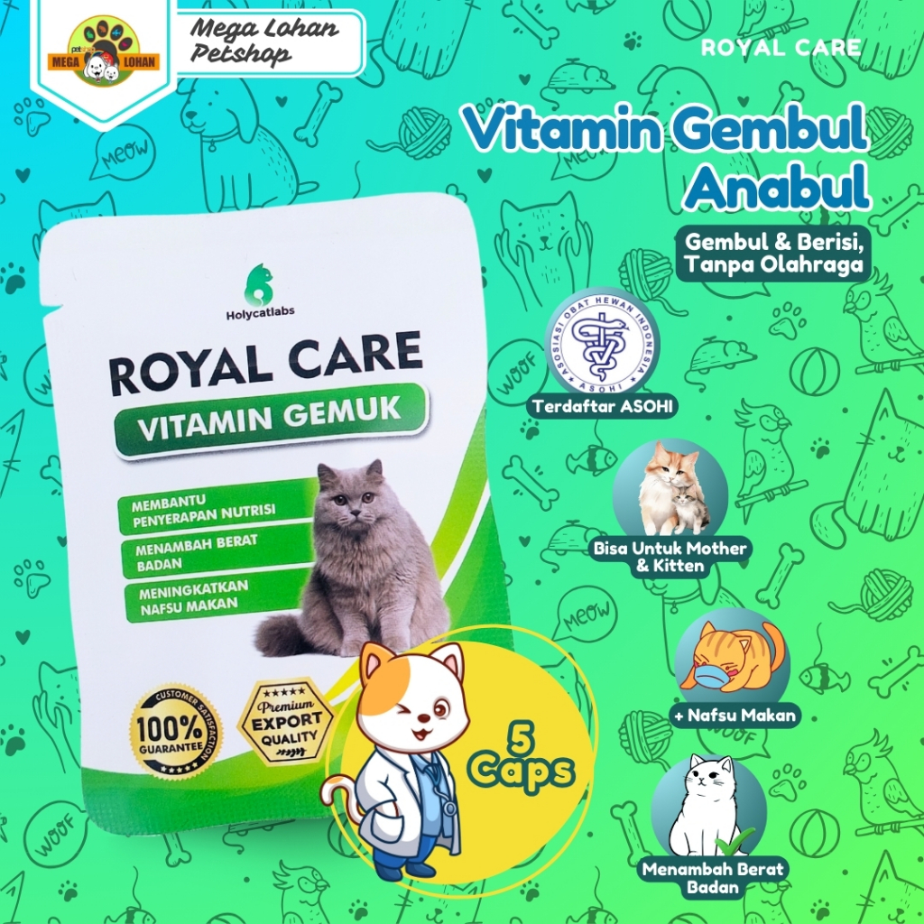 Jual Royal Care Vitamin Gemuk Sachet | Vitamin penggemuk kucing yang efektif menambah dan ...