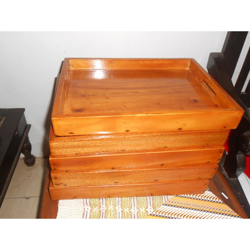 Jual Nampan Kayu Aesthetic wooden tray asli kayu ukuran 37x29 cm ...