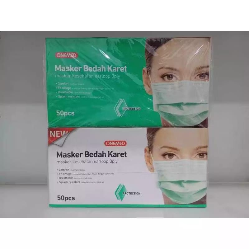 Jual Masker Bedah Karet ONEMED / Masker Kesehatan Earloop 3Ply Isi ...
