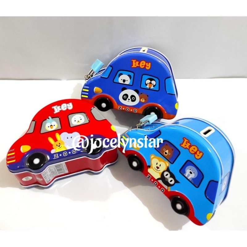 Jual ( Mobil zoo) Celengan kaleng, box tabungan, celengan karakter ...