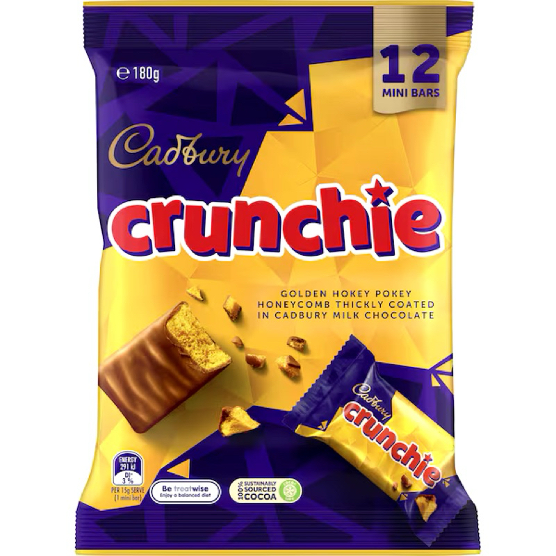 Jual Cadbury Crunchie Milk Chocolate Share Pack 12 Mini Bars 180g ...