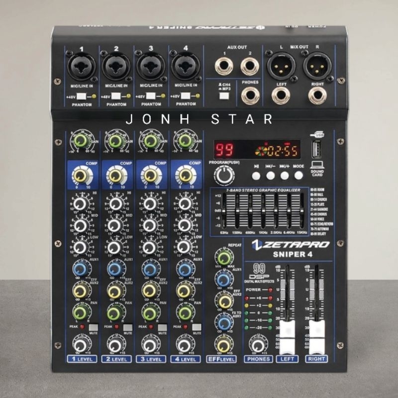 Jual ZETAPRO MIXER AUDIO SNIPER 4 ORIGINAL/SNIPER-4/SNIPER4 ORIGINAL 4CHANEL(FREE KABEL MIC 10M ...