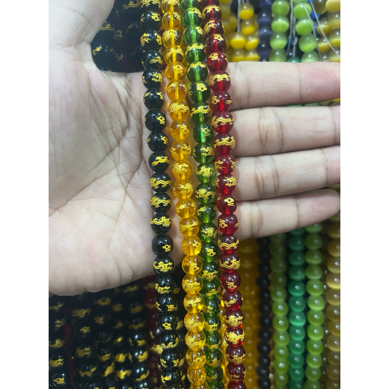 Jual Manik Batu Alam Tibet Motif Naga Grade A 8mm | Shopee Indonesia