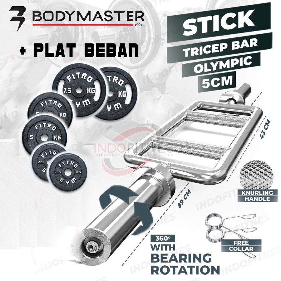 Jual Stick Tricep Olympic 5cm Fitness Gym Barbell Triceps Stik Trisep ...