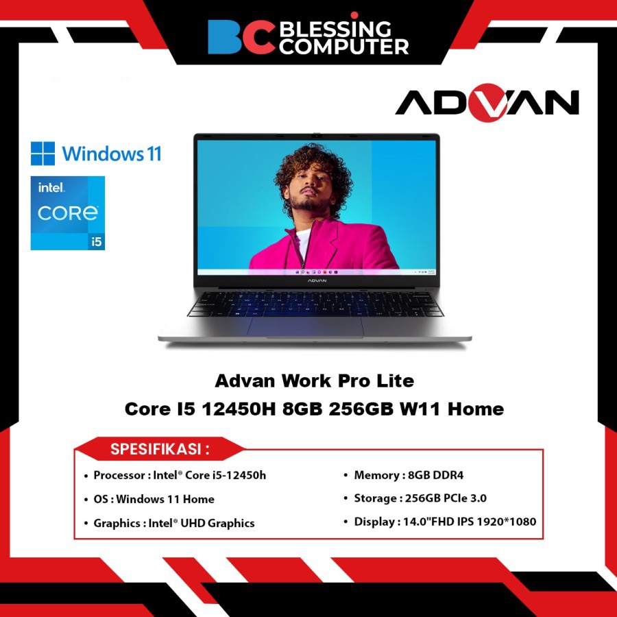 Jual Advan Work Pro Lite Core I5 12450H 8GB 256GB W11 Home | Shopee ...